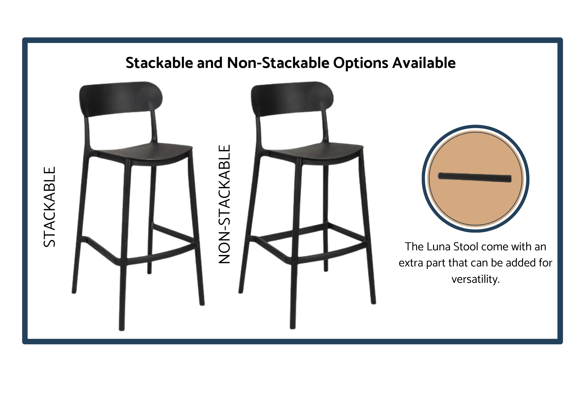 Tall Luna Stool in Black | Cafe Furniture Melbourne